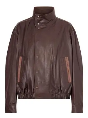LEMAIRE Suede-trimmed Leather Jacket - Brown