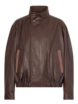 LEMAIRE Suede-trimmed Leather Jacket - Brown