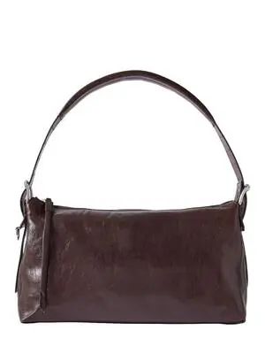 LEMAIRE Belted Baguette Leather Shoulder Bag - Burgundy