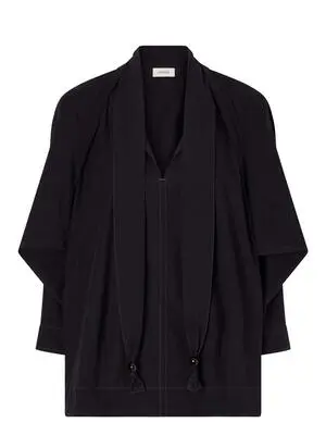 LEMAIRE Scarf Detailed Embellished Cotton-crepe Blouse - Black