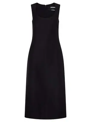 Jacquemus Tablier Linen-blend Midi Dress - Black