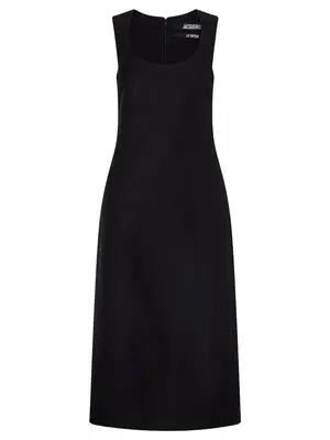 Jacquemus Tablier Linen-blend Midi Dress - Black