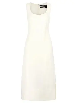 Jacquemus Tablier Linen-blend Midi Dress - Off-white