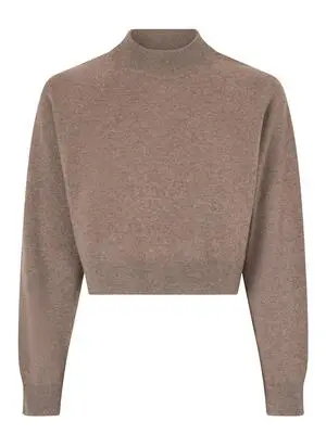 JIL SANDER Cropped Wool And Cashmere-blend Sweater - Brown