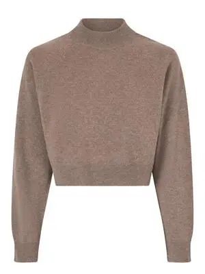 JIL SANDER Cropped Wool And Cashmere-blend Sweater - Light Brown