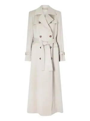 Giuliva Heritage Camilla Double-breasted Herringbone Wool And Silk-blend Trench Coat - Neutrals