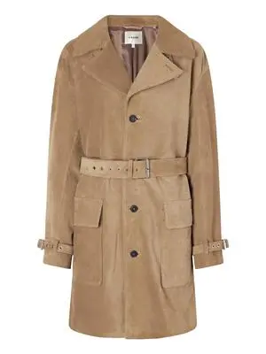 FRAME Belted Suede Trench Coat - Brown