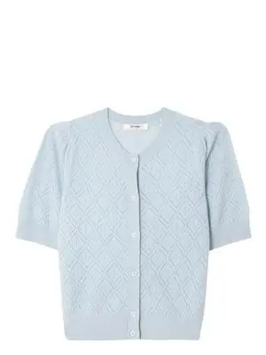 FRAME Pointelle-knit Cashmere Cardigan - Sky Blue