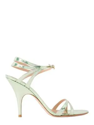 GIANVITO ROSSI 95 Mirrored Leather Sandals - Mint