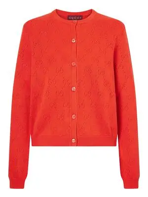 Gucci Perforated Silk-blend Cardigan - Tomato Red