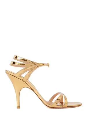 GIANVITO ROSSI 95 Mirrored-leather Sandals - Gold