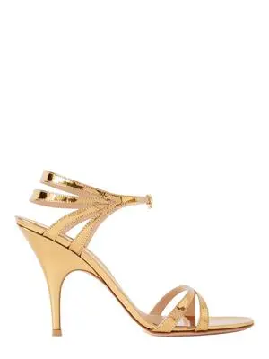 GIANVITO ROSSI 95 Mirrored-leather Sandals - Gold