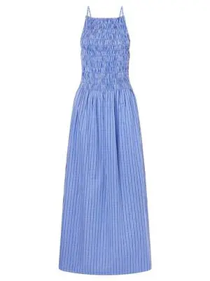 Faithfull The Brand Laia Shirred Maxi Dress - Blue