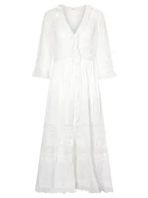 DÔEN Clemencia Organic Cotton-voile Midi Dress - White