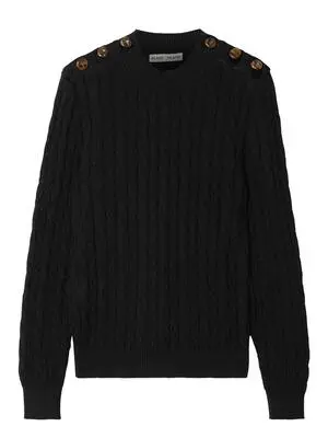 BLAZÉ MILANO Button-embellished Cable-knit Cotton Sweater - Black