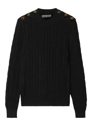 BLAZÉ MILANO Button-embellished Cable-knit Cotton Sweater - Black