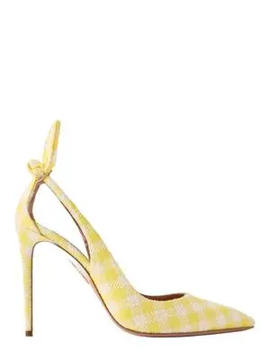 AQUAZZURA Bow Tie 105 Cutout Jacquard Pumps - Yellow