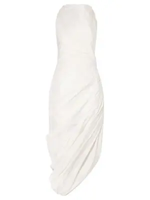 Altuzarra Dora Asymmetric Draped Taffeta Midi Dress - Ivory