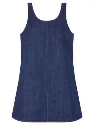 Ami Embroidered Denim Mini Dress Blue
