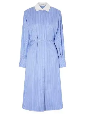 ALTUZARRA Floyd Belted Striped Cotton-Poplin Midi Shirt Dress