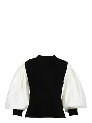 Simkhai Jackie Satin-sleeve Top - Black