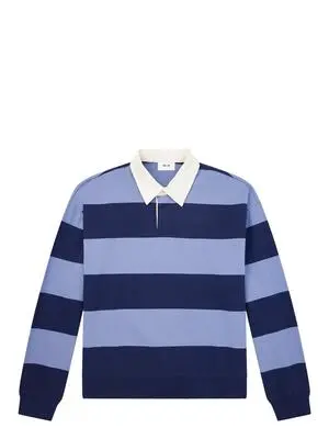Nn07 David 30043 Striped Organic Cotton Polo Shirt - Blue