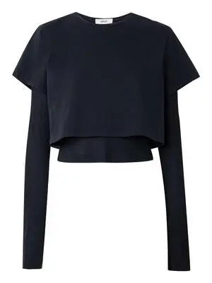 AGOLDE Cropped Layered T-shirt - Navy