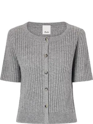 ALLUDE Ribbed Cotton And Cashmere-blend Cardigan - Gray