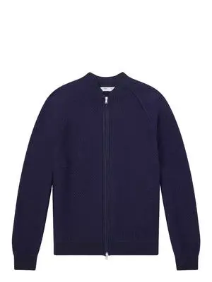 Inis Meáin Tonnta Merino Wool, Baby Alpaca And Silk-blend Bomber Jacket - Blue