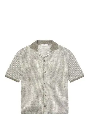 Inis Meáin Tonnta Camp-collar Linen, Cotton And Cashmere-blend Shirt - Green