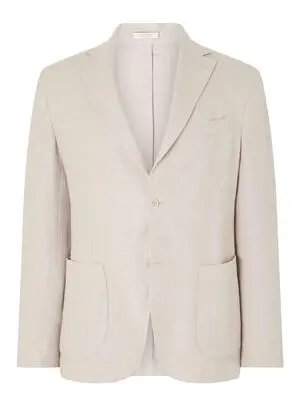 Eleventy Stretch Linen, Wool And Silk-blend Suit Jacket - Beige