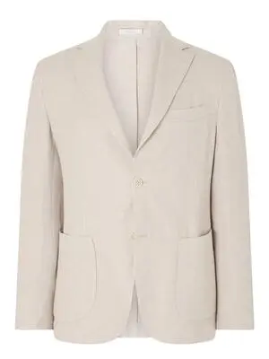 Eleventy Stretch Linen, Wool And Silk-blend Suit Jacket - Neutrals