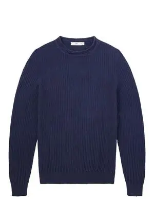 Inis Meáin Moss Ribbed Linen And Cotton-blend Sweater - Blue