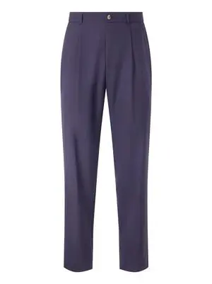 De Bonne Facture Straight-leg Pleated Super 130s Wool Suit Trousers - Navy