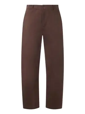 De Bonne Facture Straight-Leg Cotton-Twill Trousers Brown