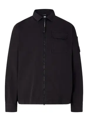C.P. COMPANY Logo-appliquéd Organic Cotton-gabardine Overshirt - Black