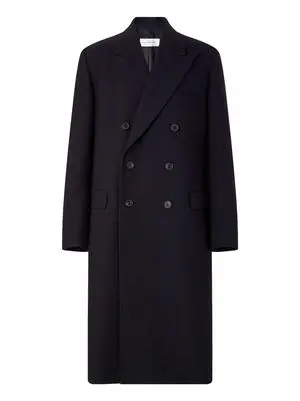 Dries Van Noten Double-breasted Herringbone Cotton And Wool-blend Coat - Black