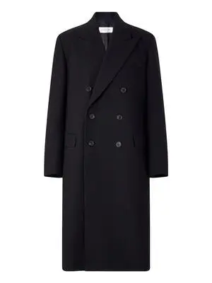 Dries Van Noten Double-breasted Herringbone Coat - Black