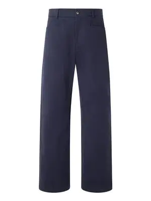 De Bonne Facture Gardian Wide-leg Cotton-twill Trousers - Blue