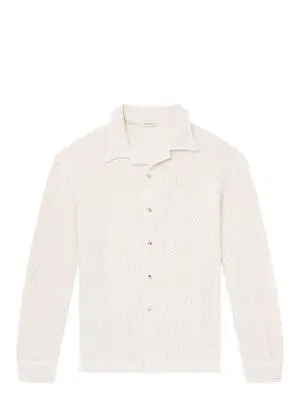 De Bonne Facture Holiday Camp-collar Crocheted Cotton Shirt - Neutrals