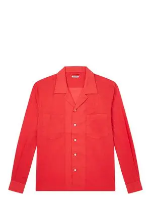 BODE Camp-collar Embroidered Cotton-voile Shirt - Red