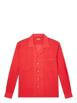 BODE Camp-collar Embroidered Cotton-voile Shirt - Red