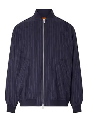 Barena Venezia Gabier Fulgor Striped Wool-Blend Bomber Jacket Blue