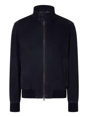 Boglioli Suede Bomber Jacket - Navy