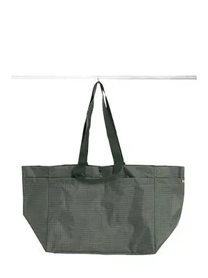 HAY Grid Medium Weekend Woven Tote Bag - Dark Green