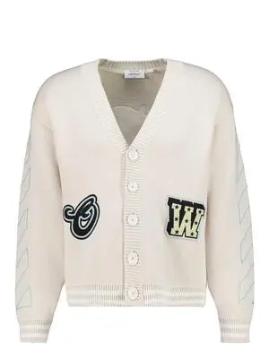 Off-White Star Varsity Knit Cardigan - Cream