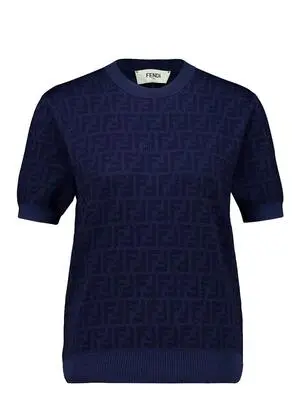 Fendi FF Denim Knit Pullover Blue
