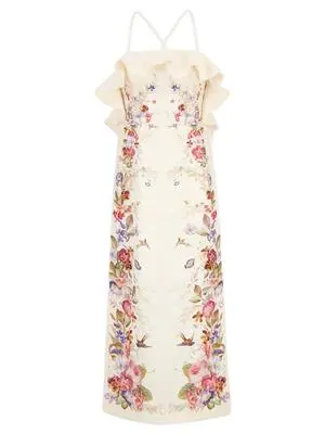 Zimmermann Patience Frill Midi Dress - Pink