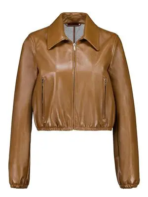 Gucci Nappa Leather Bomber Jacket - Brown