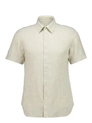 120% Lino Corda Short-sleeve Regular Fit Linen Shirt - Beige